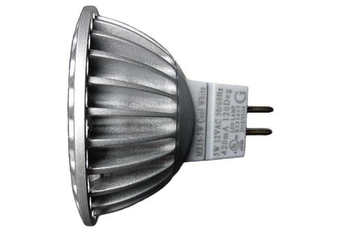 MR16 LED Lamp - 5 Watt - 120° Cool White 12 Volt AC MR16 LED L